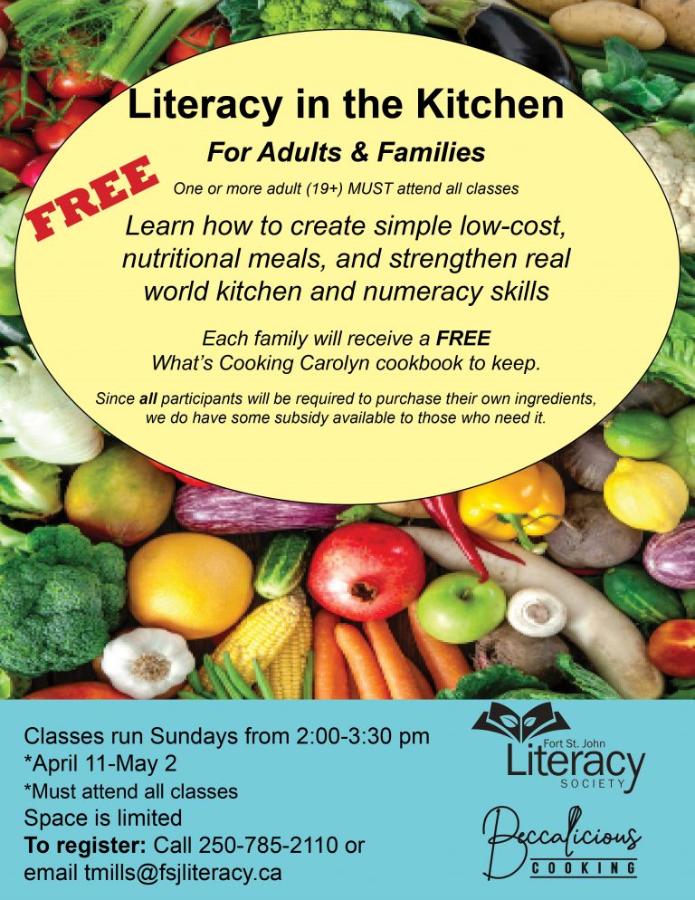 Literacy in the Kitchen - Upcoming - Fort St. John Literacy Society
